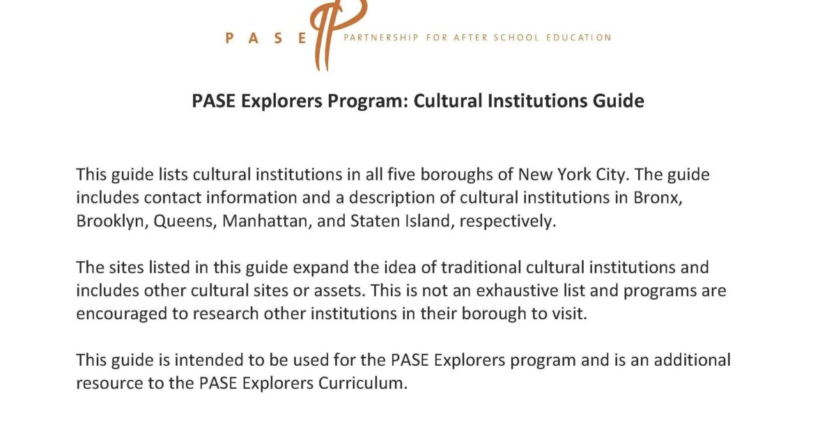 Cultural Institutions Guide | PASE